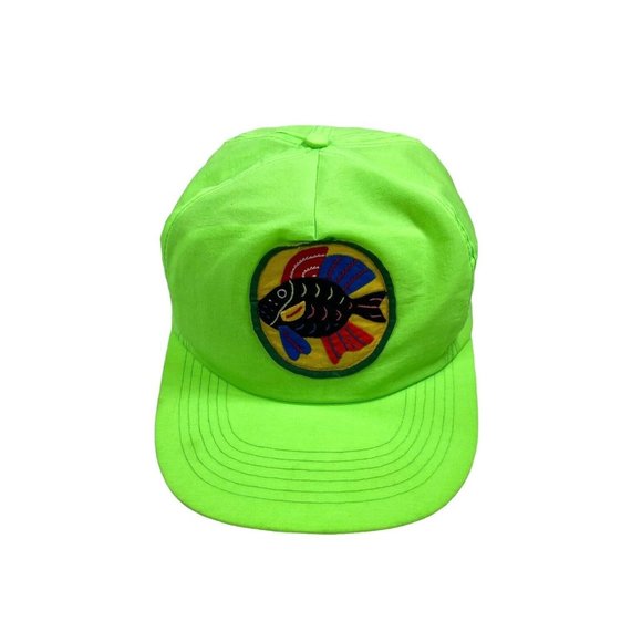 Unbranded | Accessories | Vintage Fish Patch Snapback Hat Neon Green ...